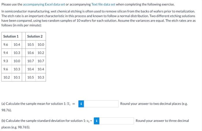 Solved Please use the accompanying Excel data set or | Chegg.com