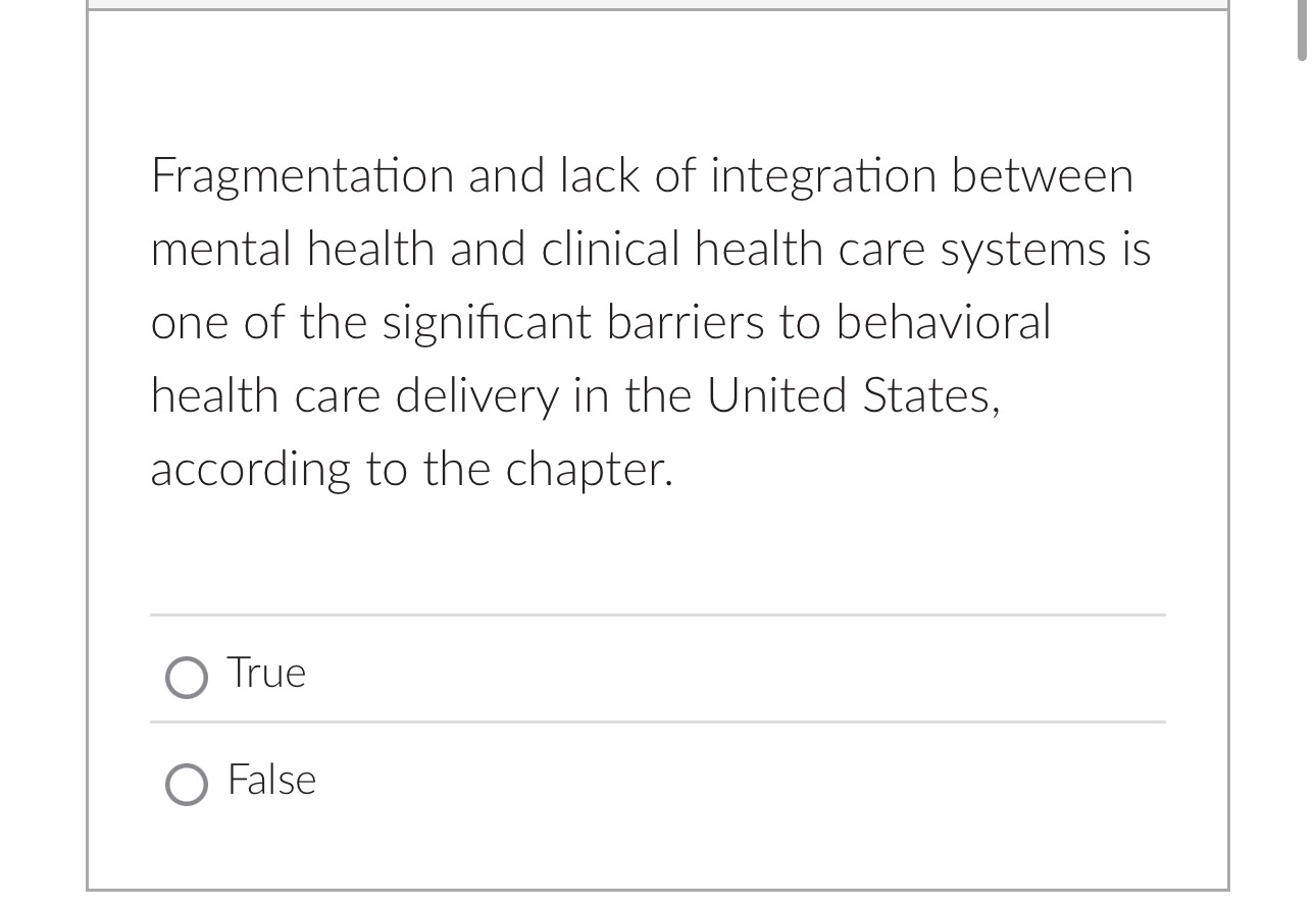 Solved Fragmentation and lack of integration betweenmental | Chegg.com