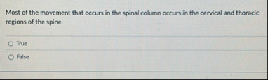Solved Most of the movement that occurs in the spinal column | Chegg.com