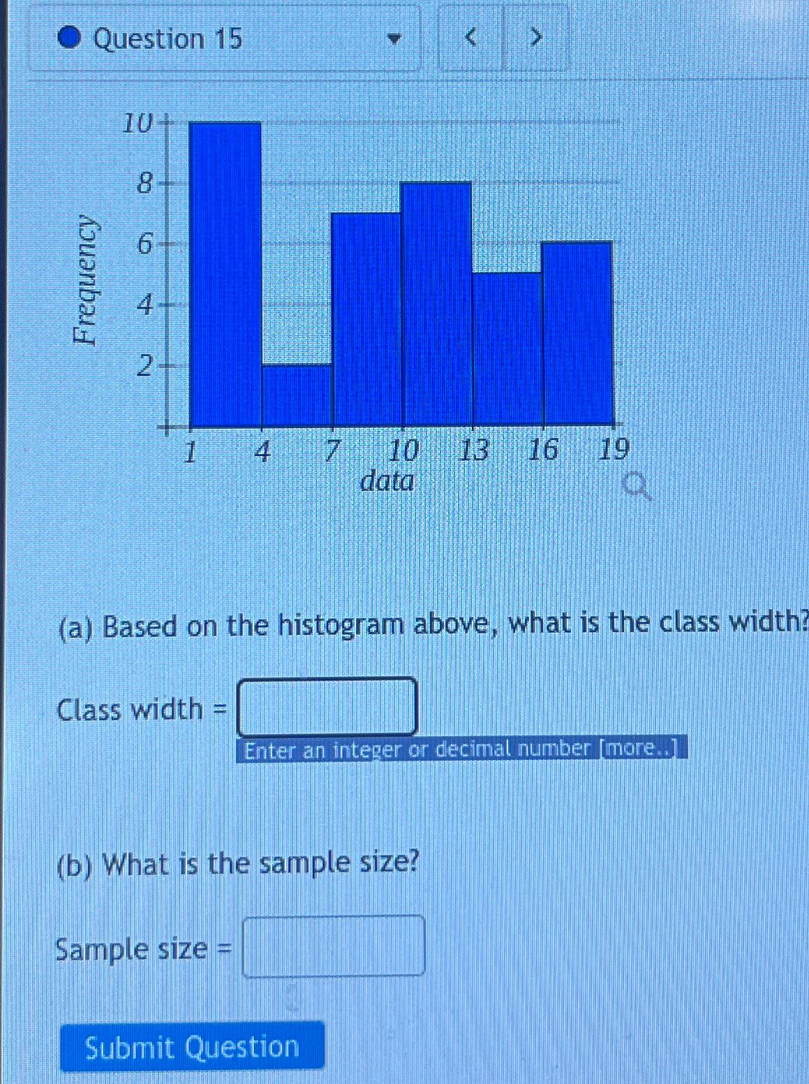 Solved Question 15(a) ﻿Based on the histogram above, what is | Chegg.com
