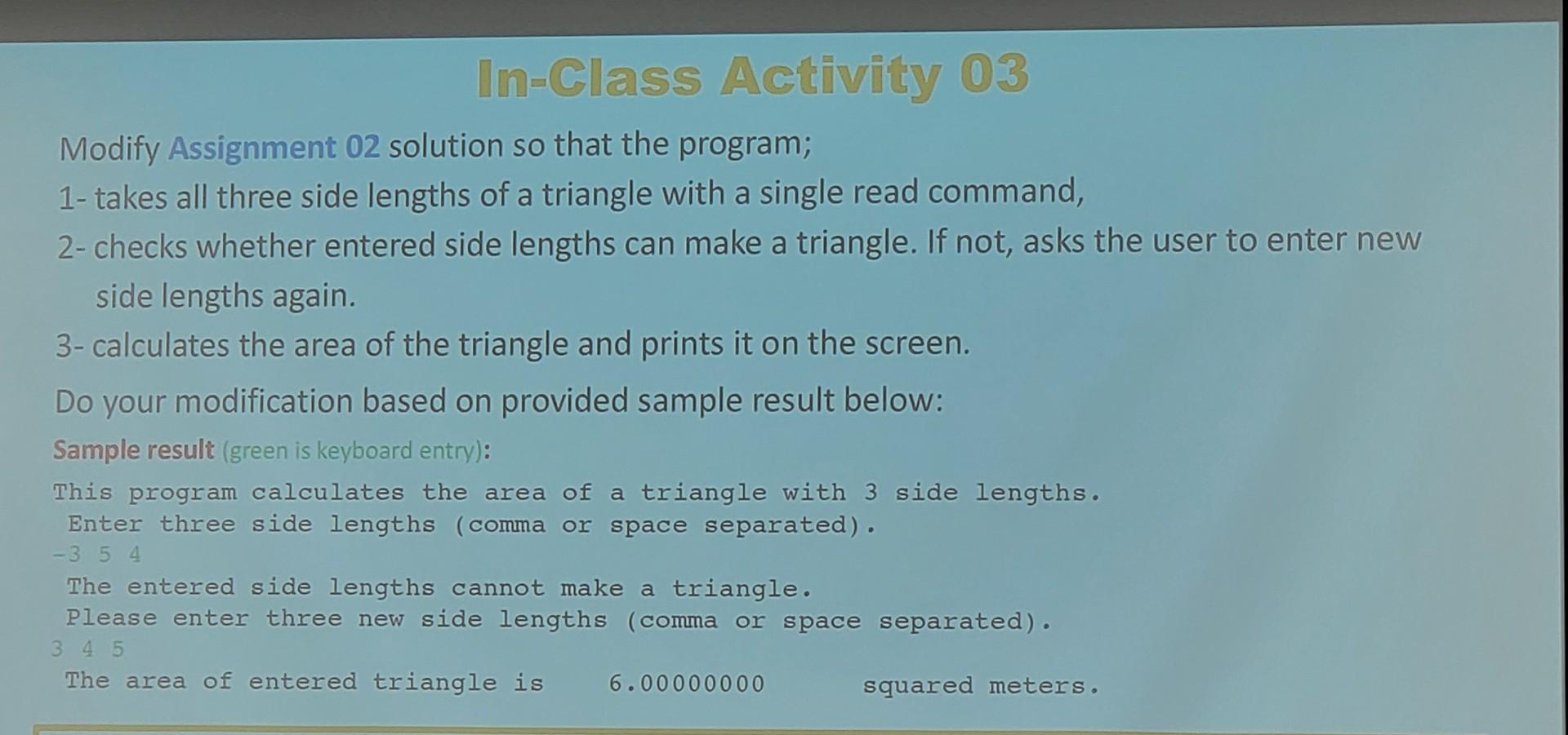 Solved Modify Assignment 02 solution so that the program; 1- | Chegg.com