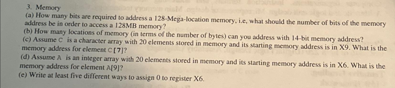 Solved Memorya ﻿how Many Bits Are Required To Address A