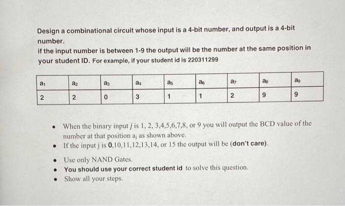 Solved Design A Combinational Circuit Whose Input Is A 4 Bit