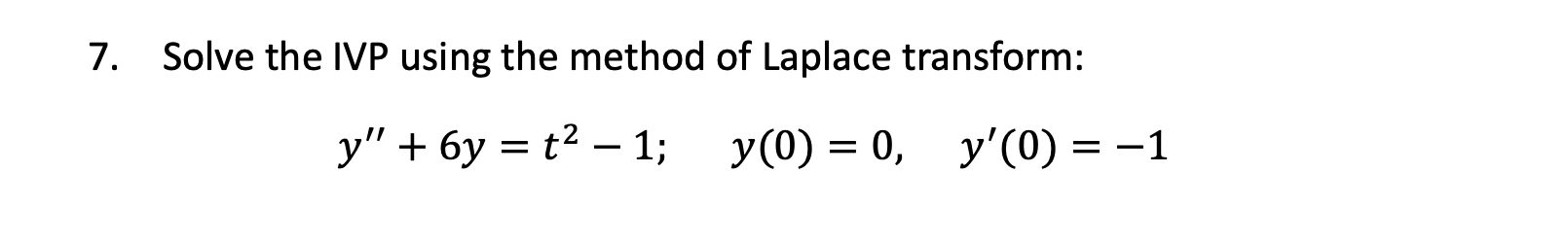 Solved Solve the IVP using the method of Laplace | Chegg.com