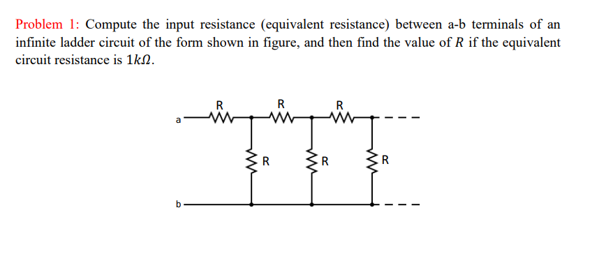 Solved Problem 1: Compute the input resistance (equivalent | Chegg.com