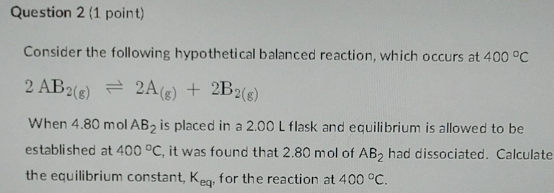 Solved Consider the following hypothetical balanced | Chegg.com