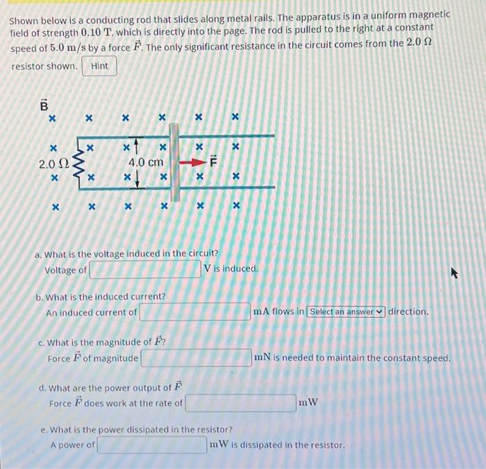 Solved Shown below is a conducting rod that slides along | Chegg.com