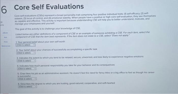 Core Self Evaluations Core self-evaluations (CSEs) | Chegg.com