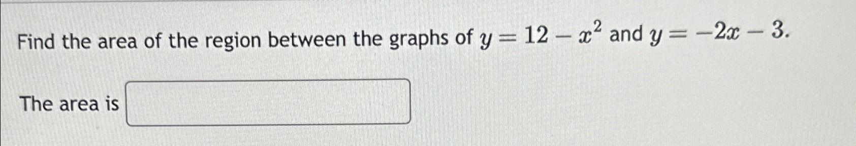 Solved Find the area of the region between the graphs of | Chegg.com