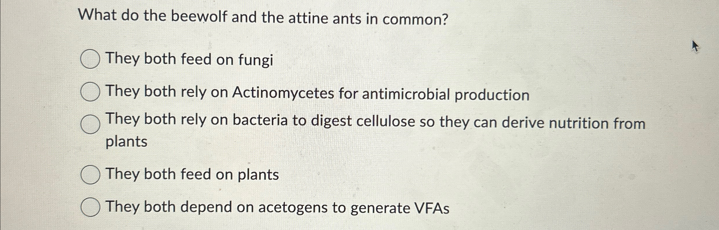 Solved What do the beewolf and the attine ants in | Chegg.com