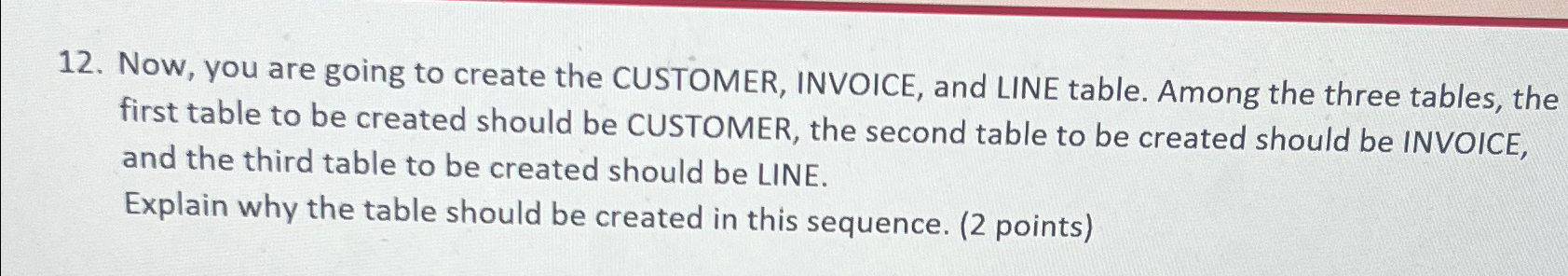 Solved Now, you are going to create the CUSTOMER, INVOICE, | Chegg.com