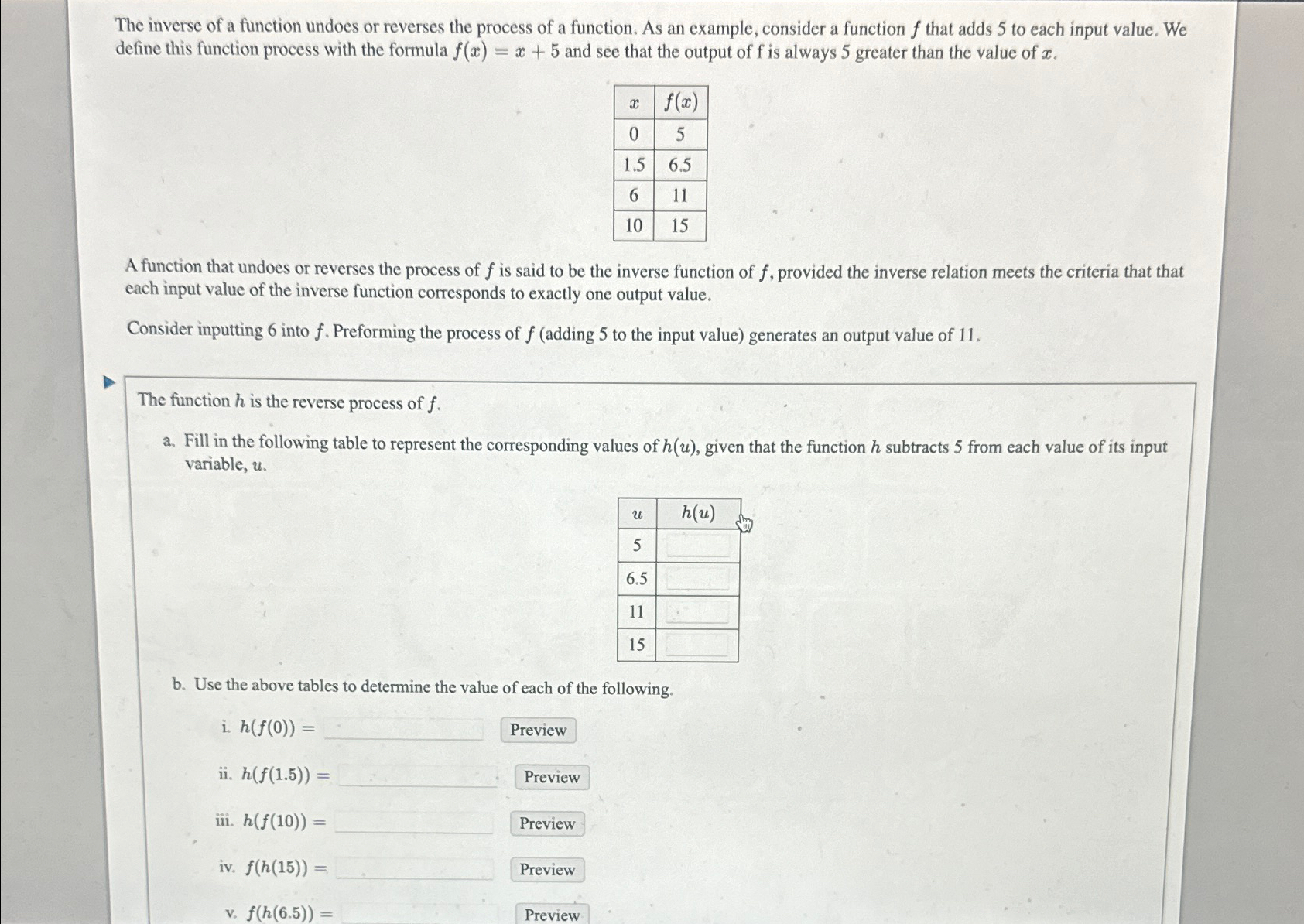 Solved The Inverse Of A Function Undoes Or Reverses The 