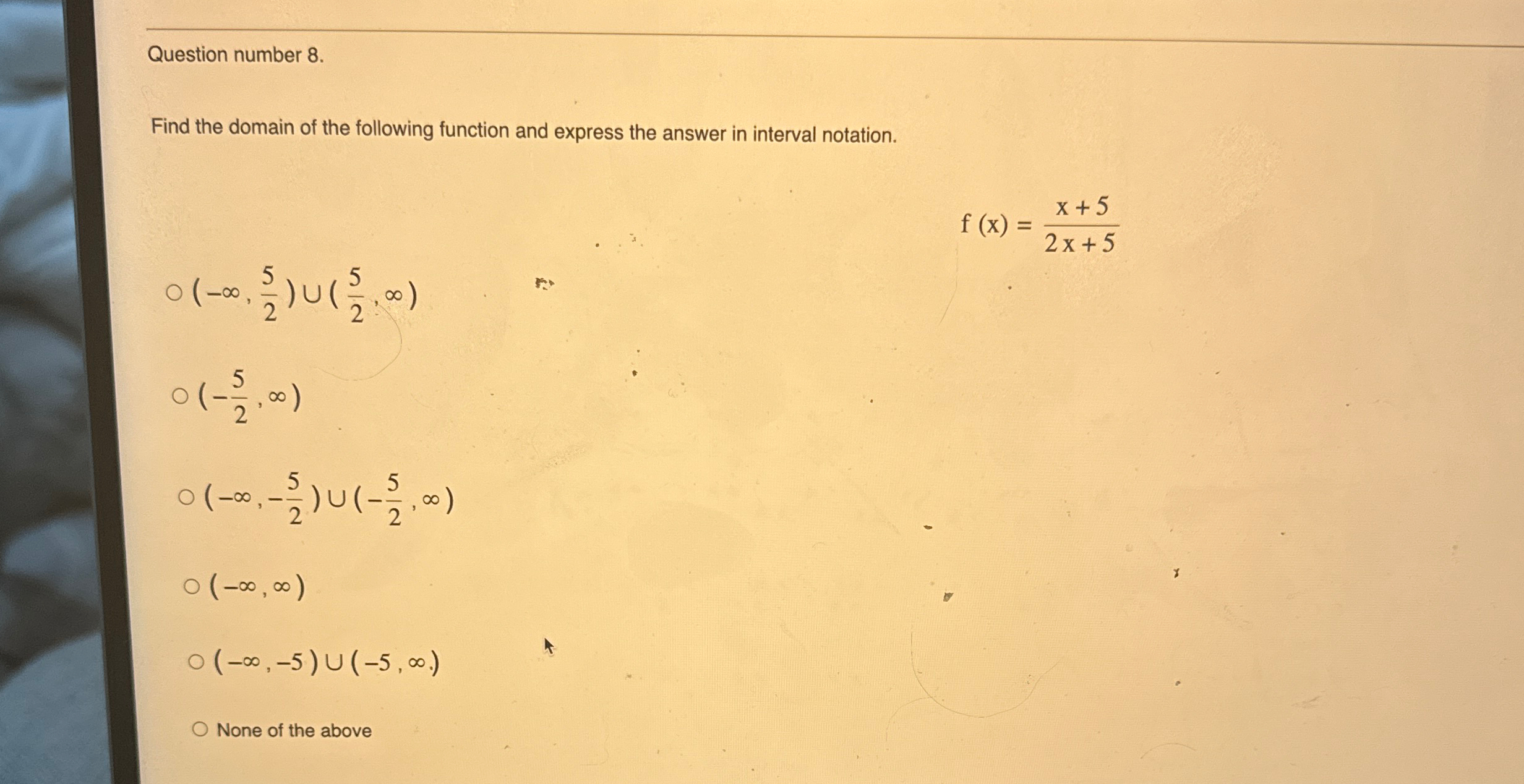Solved Question number 8.Find the domain of the following | Chegg.com
