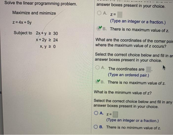 Solved Solve the linear programming problem. Maximize and | Chegg.com