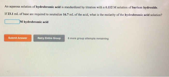 Solved An aqueous solution of hydrobromic acid is | Chegg.com
