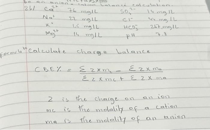 Solved the formula to use is CBE the question is do an anion | Chegg.com