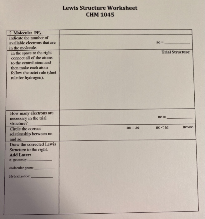 Solved Lewis Structure Worksheet CHM 1045 ae е Trial | Chegg.com