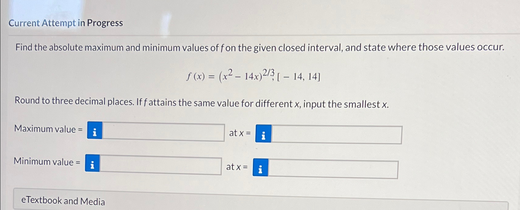 Solved Current Attempt in ProgressFind the absolute maximum | Chegg.com