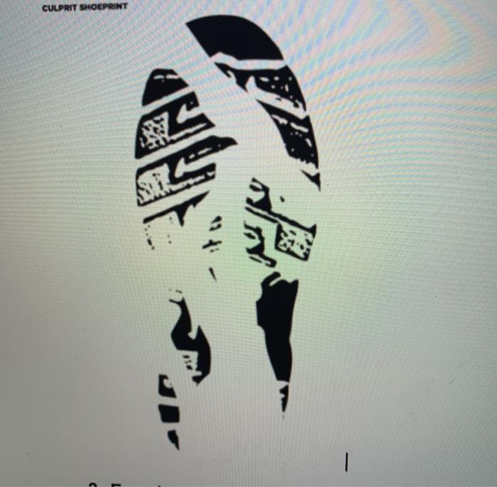 Solved Examine the 3 suspect's shoe prints on the next page. | Chegg.com