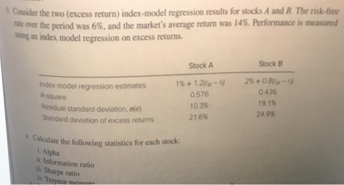 Solved Consider the two (excess return) index-model | Chegg.com