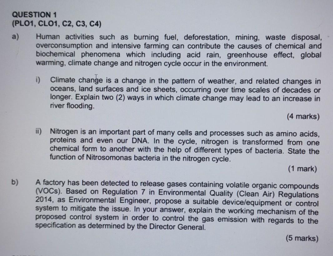 Solved QUESTION 1 (PLO1, CLO1, C2, C3, C4) a) Human | Chegg.com