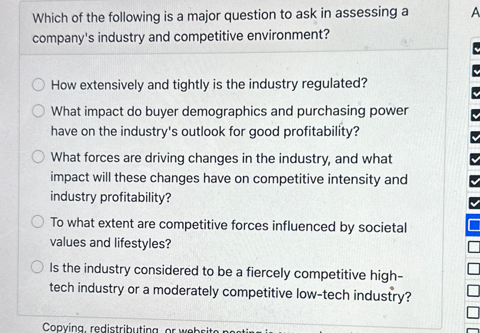 Solved Which of the following is a major question to ask in | Chegg.com