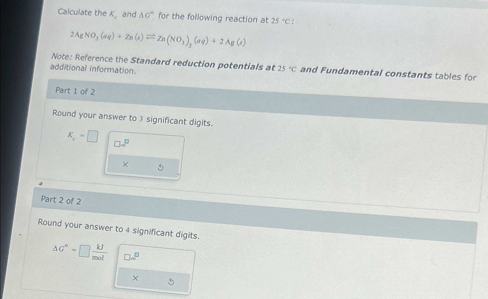 Solved Calculate the Kc ﻿and ΔG° ﻿for the following reaction | Chegg.com