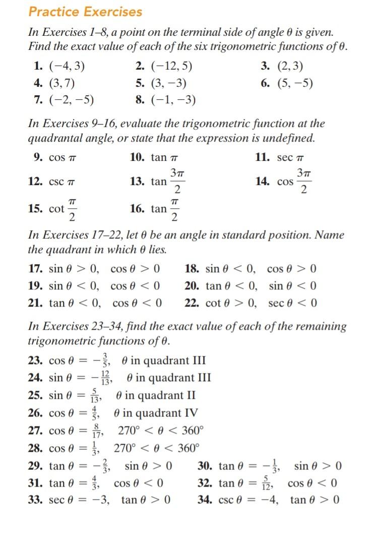 Solved Practice Exercises In Exercises 1-8, a point on the | Chegg.com