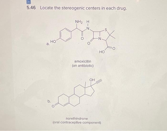 Solved 5.46 Locate the stereogenic centers in each drug. | Chegg.com