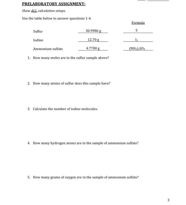 Solved PRELABORATORY ASSIGNMENT: Show ALL calculation | Chegg.com Solved PRELABORATORY ASSIGNMENT: Show ALL calculation | Chegg.com