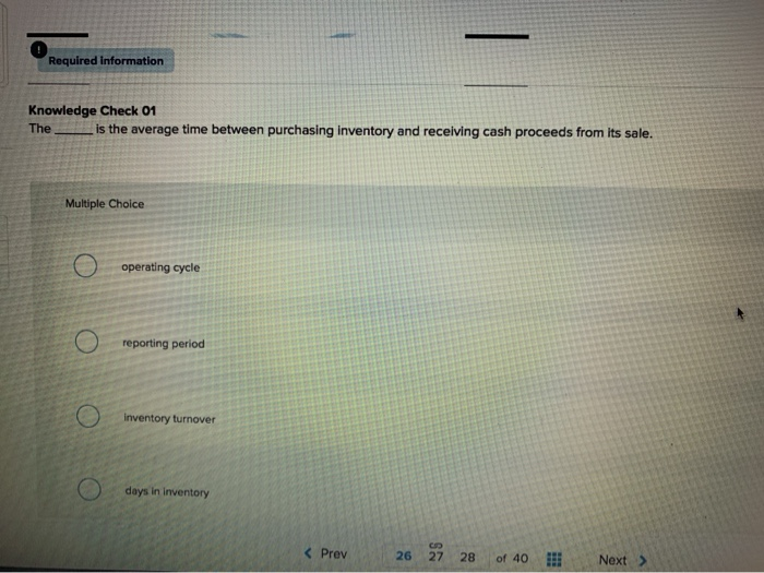 Solved Required information Knowledge Check 01 is the | Chegg.com