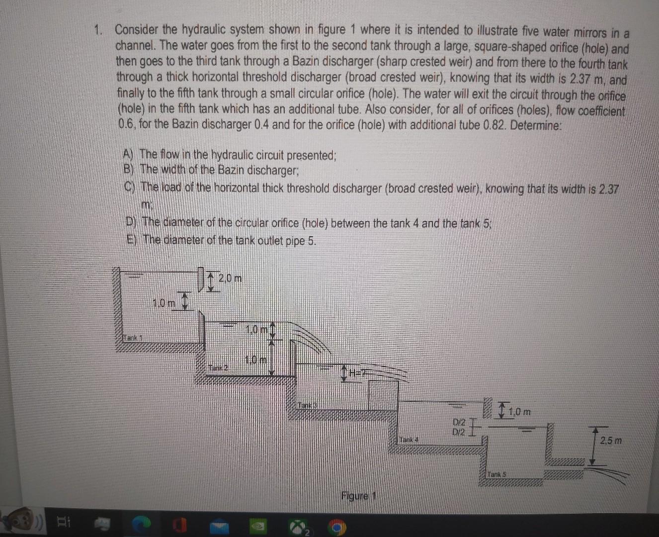 [Solved]: Fluid Mechanics 1. Consider the hydraulic syste