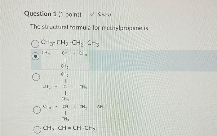Solved The structural formula for methylpropane is | Chegg.com