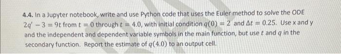 4.4. In a Jupyter notebook, write and use Python code | Chegg.com