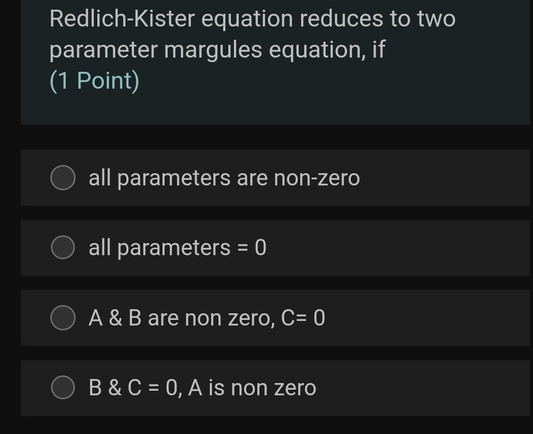 Solved Redlich-Kister equation reduces to two parameter | Chegg.com