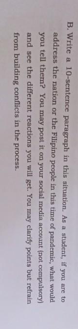Solved B. Write a 10-sentence paragraph in this situation. | Chegg.com