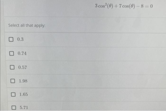 Solved This question has to do with Trig Equations in | Chegg.com