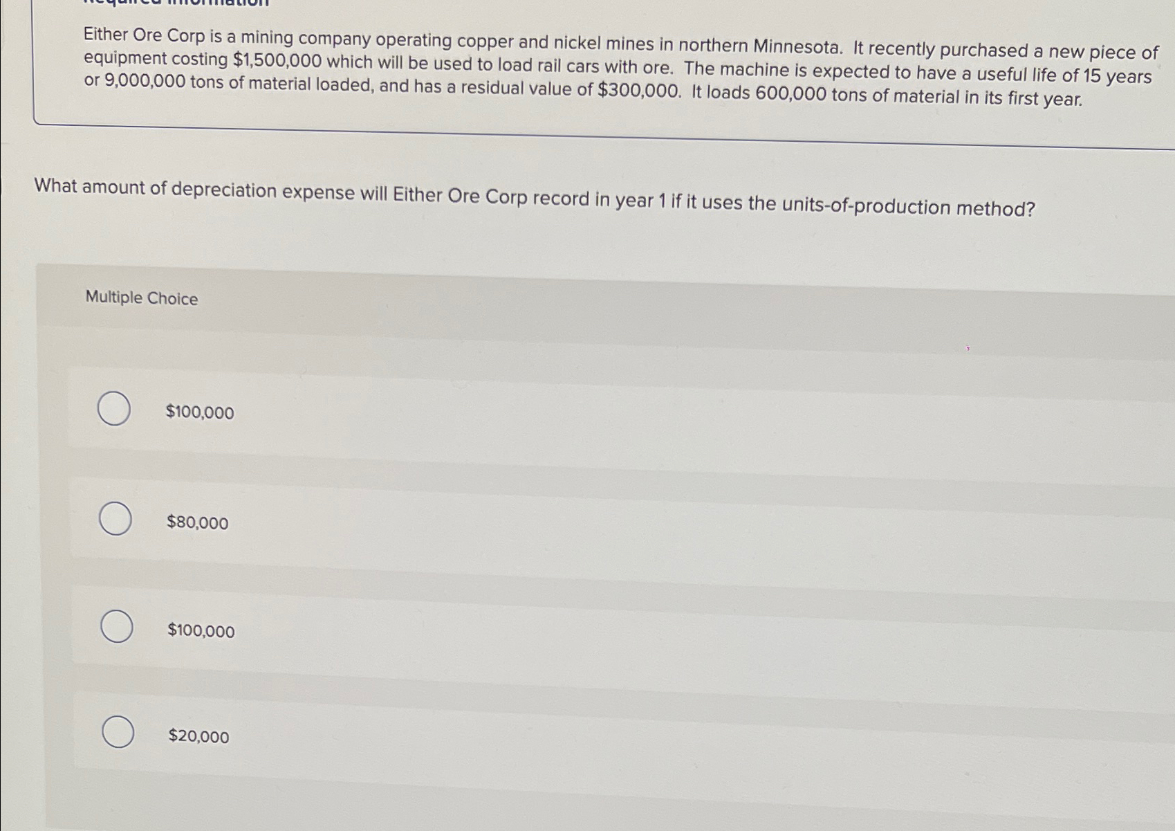 Solved Either Ore Corp is a mining company operating copper | Chegg.com