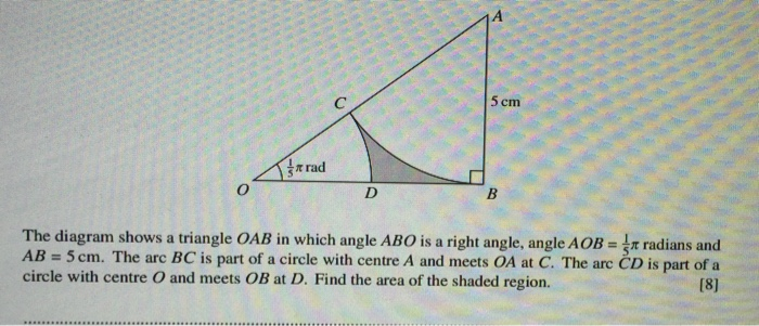 Solved rad 0 The diagram shows a triangle OAB in which angle | Chegg.com