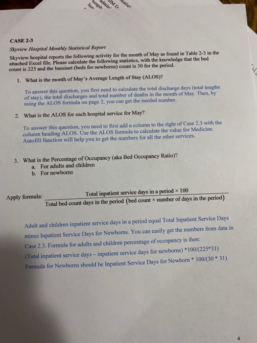 Solved The Formula from page 2 that it refers to is ALOS= | Chegg.com