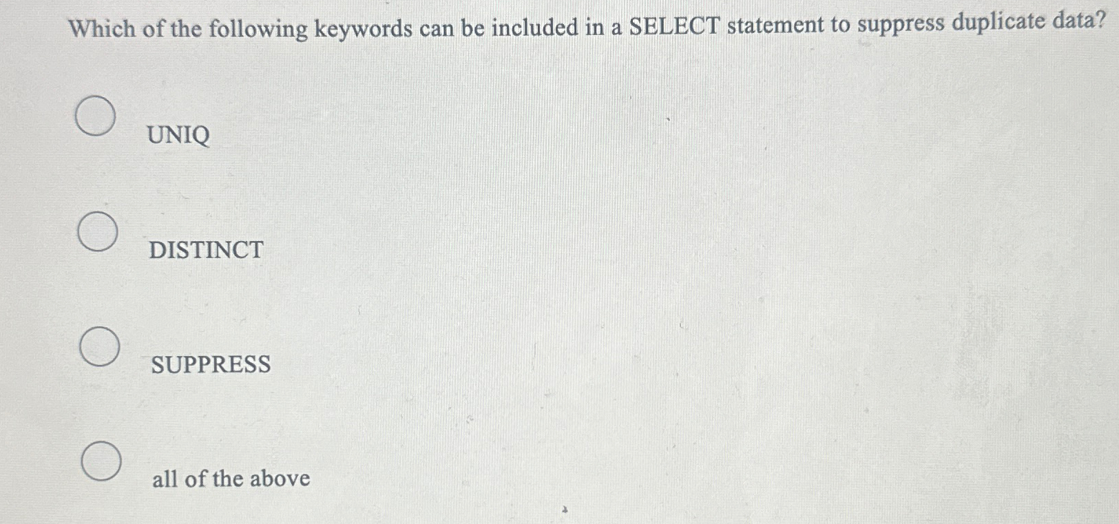 Solved Which of the following keywords can be included in a | Chegg.com