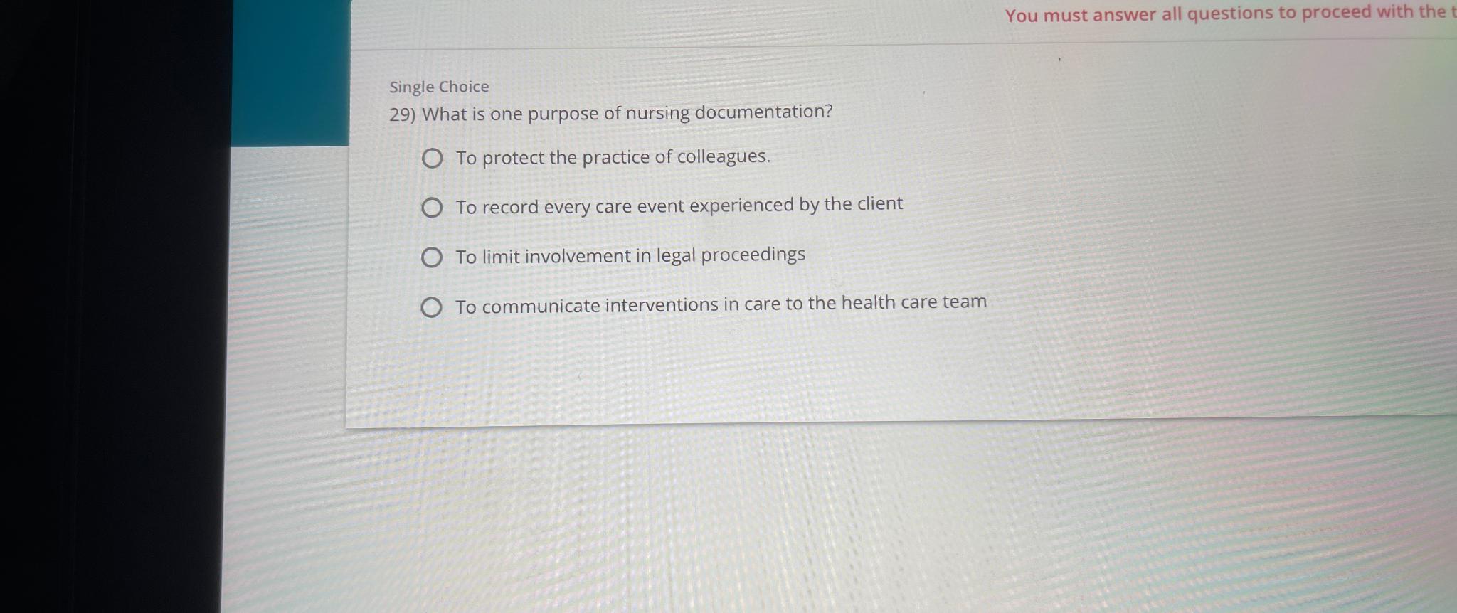 Solved You must answer all questions to proceed with | Chegg.com