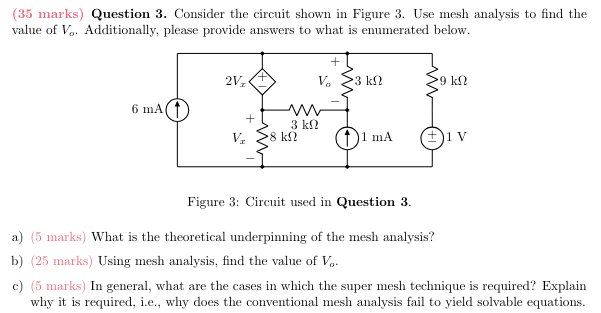 Solved (35 marks) Question 3. Consider the circuit shown | Chegg.com Solved (35 marks) Question 3. Consider the circuit shown | Chegg.com