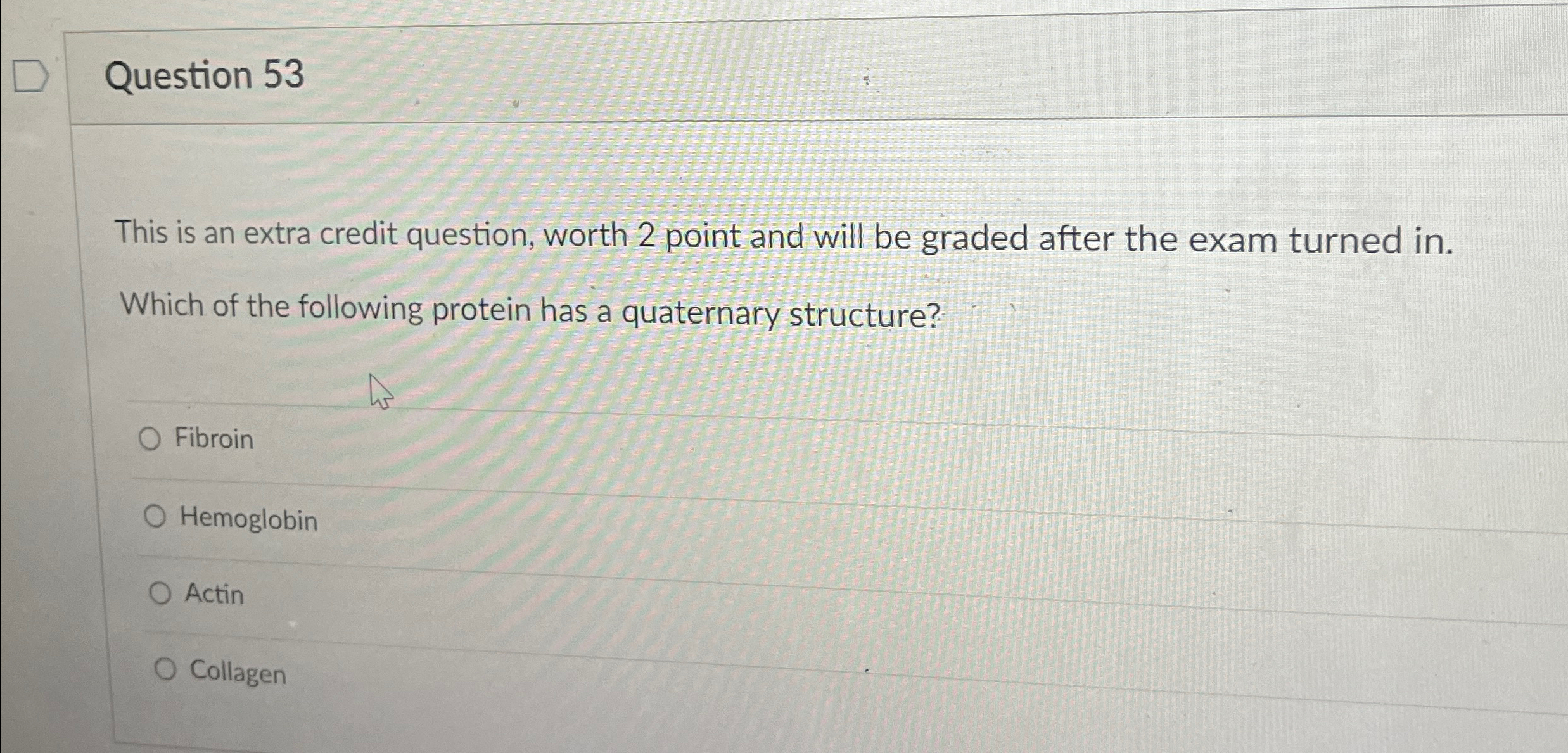 Solved Question 53This is an extra credit question, worth 2 | Chegg.com