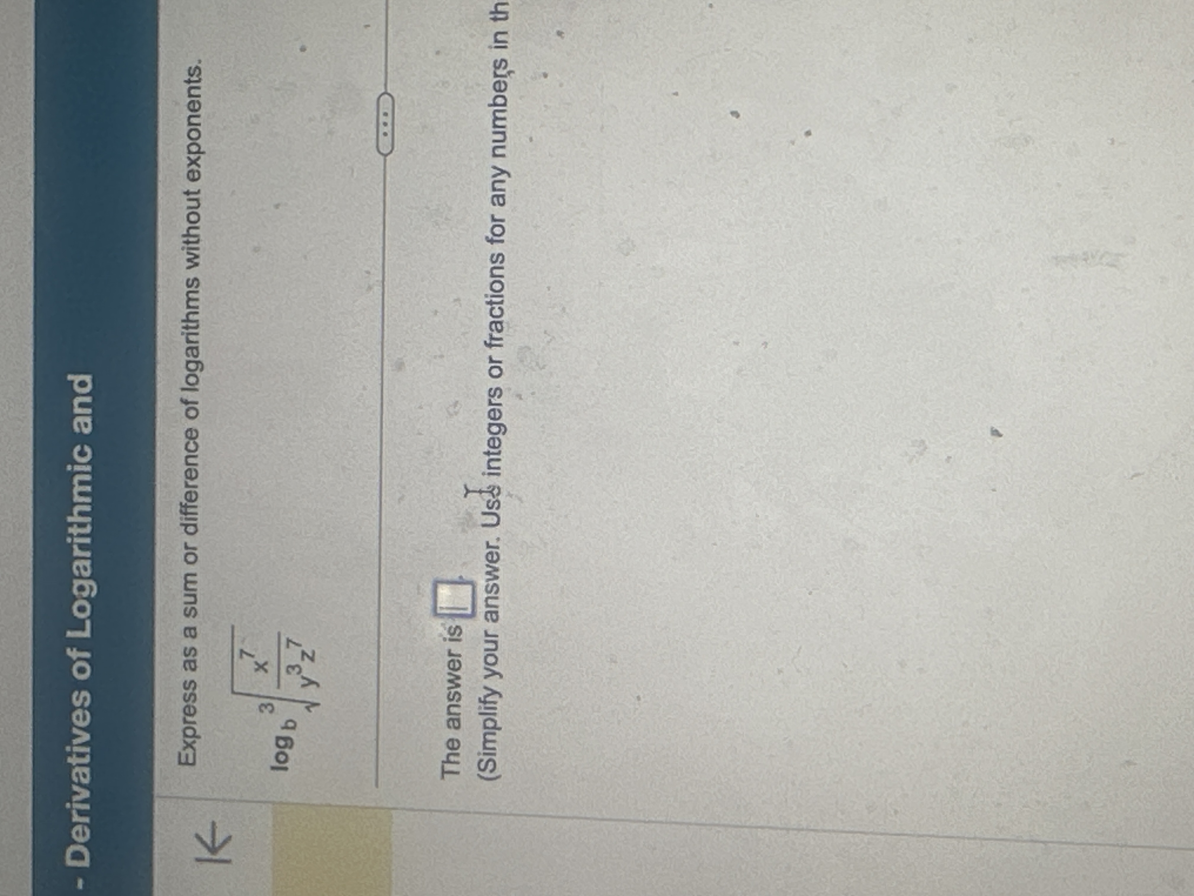 Solved Express as a sum or difference of logarithms without | Chegg.com