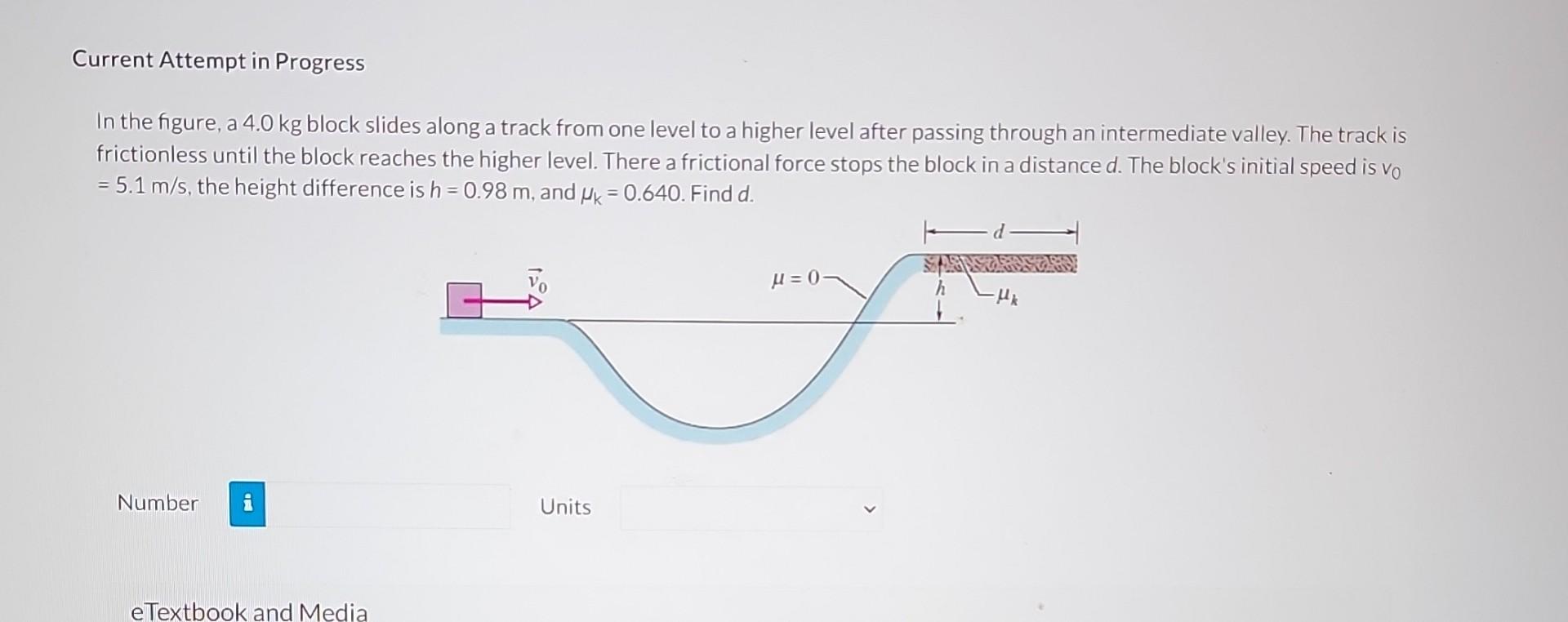 Solved In the figure, a 4.0 kg block slides along a track | Chegg.com