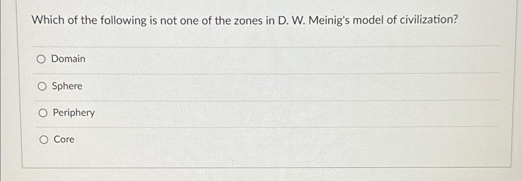Solved Which of the following is not one of the zones in D. | Chegg.com