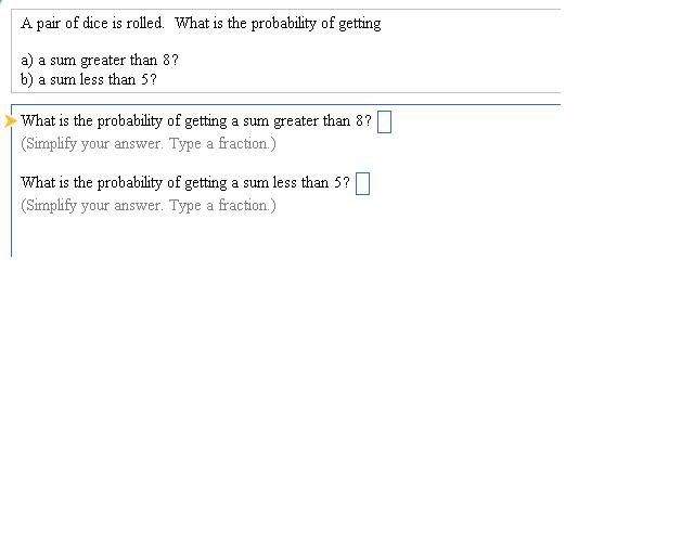 Solved A pair of dice is rolled. What is the probability of | Chegg.com