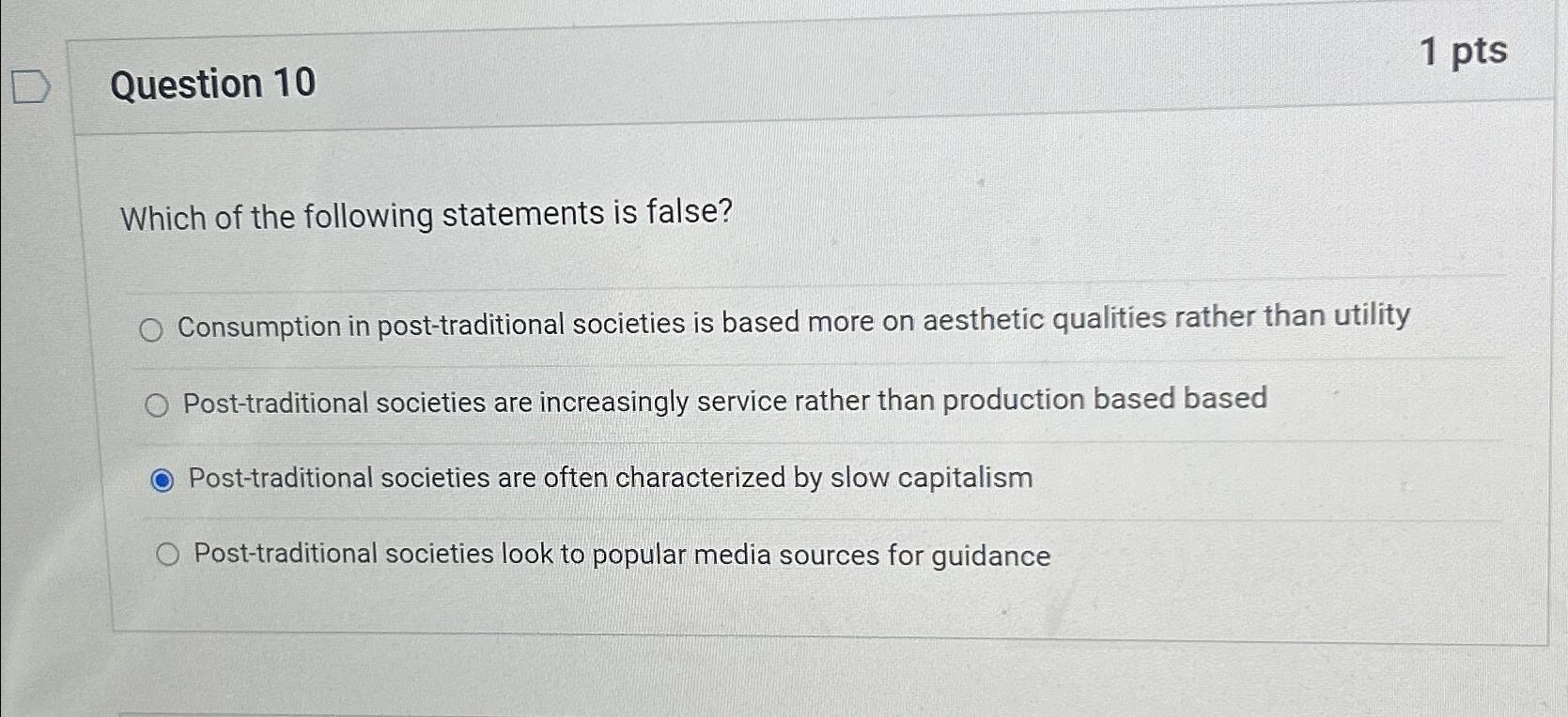 Solved Question 101 ﻿ptsWhich of the following statements is | Chegg.com