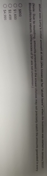 Solved What was Lucy's initial amount at risk (aiso known as | Chegg.com